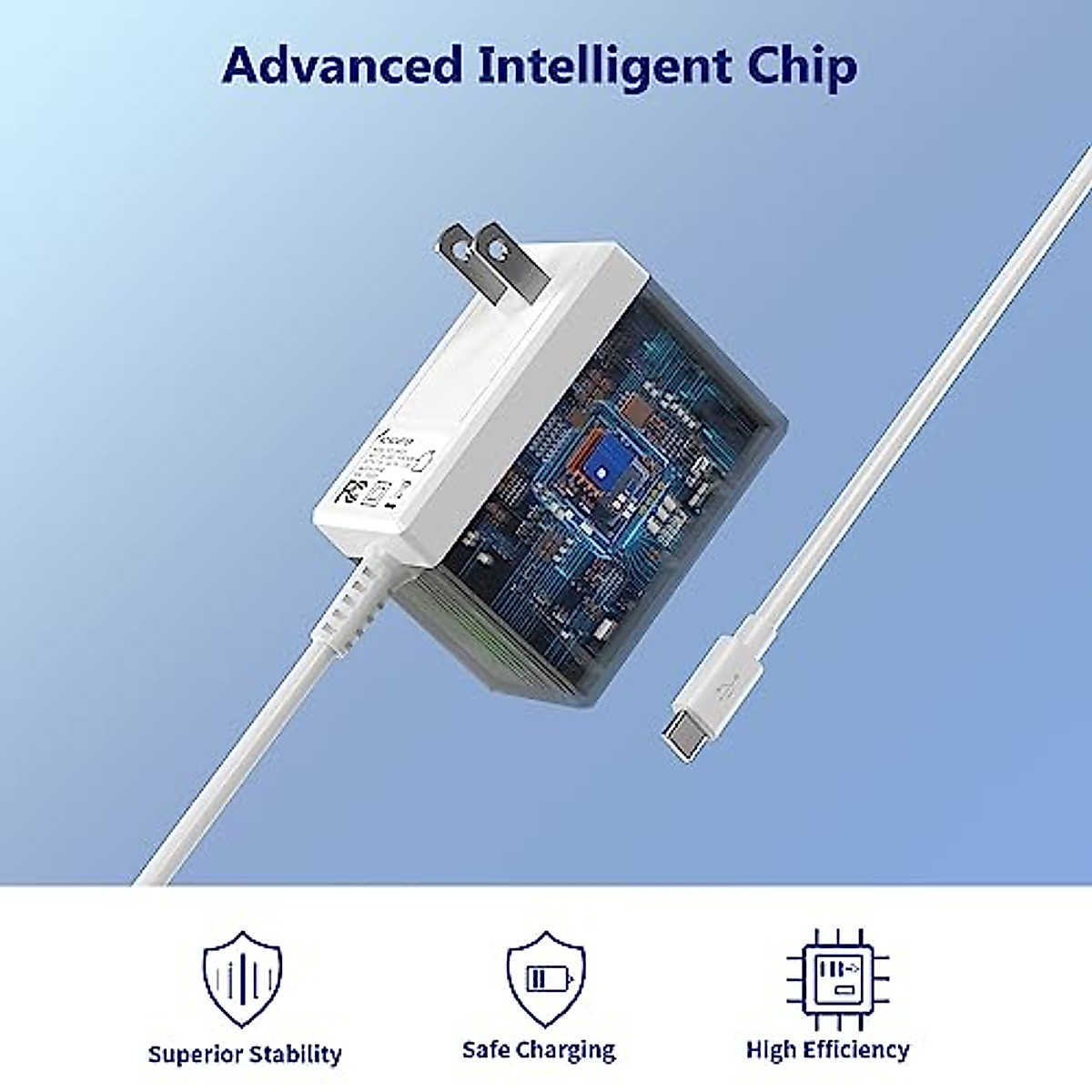 YCCSKY Charger for Nintendo Switch,AC Adapter for Nintendo Switch - Fast Travel Wall Charger with 5FT USB C Cable 15V/2.6A Power Supply for Nintendo Switch Supports TV Mode and Dock Station (White)