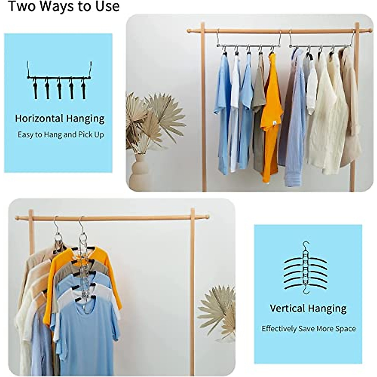Clothes Hangers Space Saving Coat Hangers, Homa Jia Non Slip Blouse Hangers Heavy Duty Foldable Stainless Steel Sweater Shirt Hanger Multilayer Closet Storage Organizer