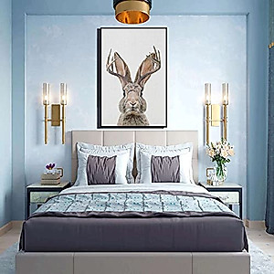 With Frame Jackalope Wall Art Mythical Creature Nursery Rabbit with Antler Print Woodland Animal Decor Modern Canvas Art Easter Decorations Wall Decor 08x12inch Wooden Framed