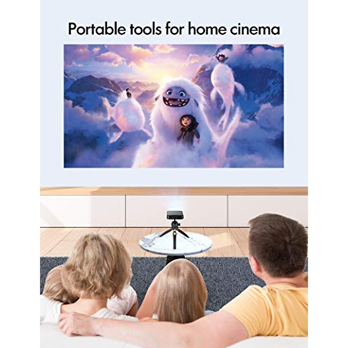 Projector, AKIYO Mini Portable Projector Tripod, 360° Arbitrary Rotation with 2 Height Modes, Multi-Function, Support Most of The Projectors Or Cameras Within 4.4lbs