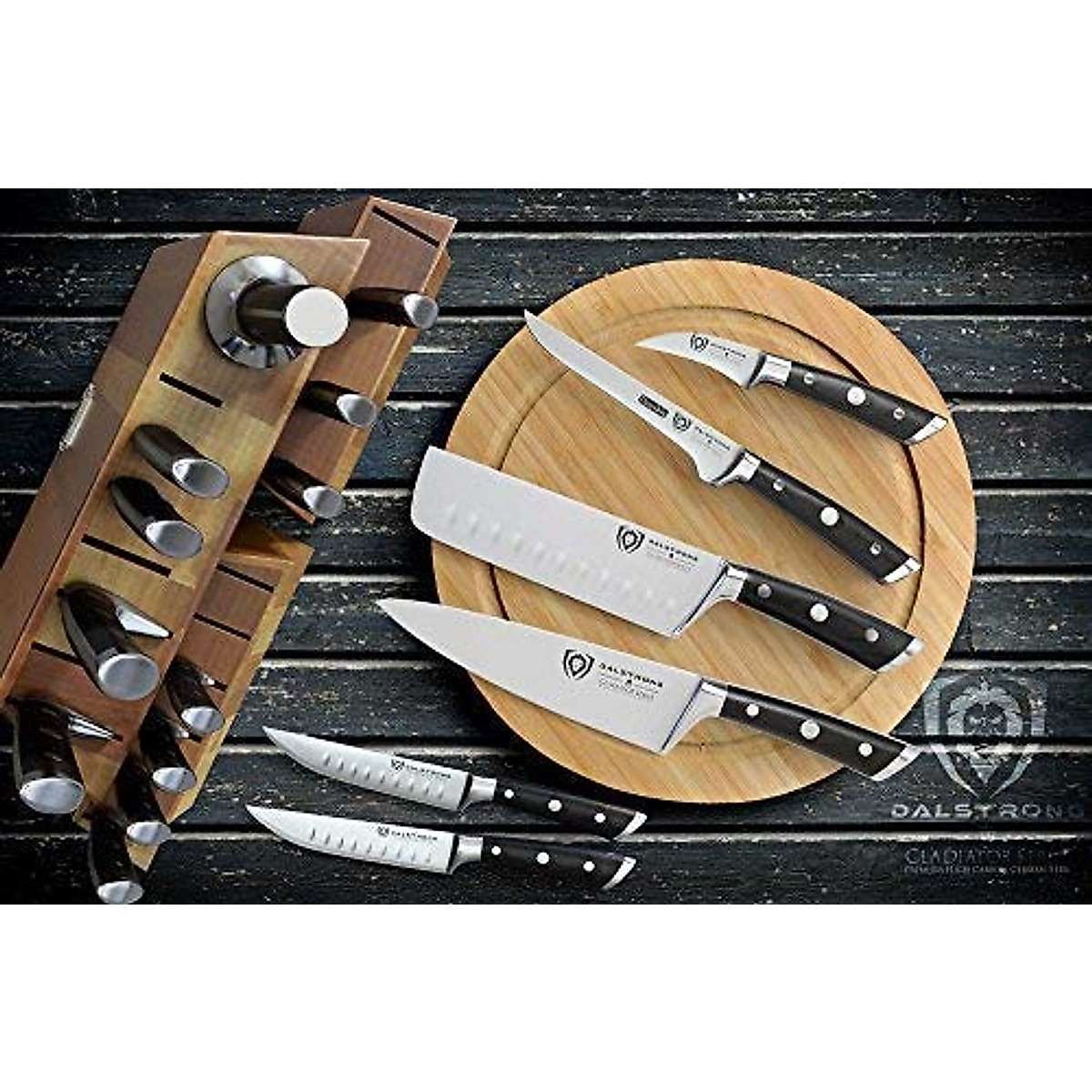 The Dalstrong Gladiator Series Elite 18pc Colossal Knife Set Bundled With The Dalstrong Premium Whetstone Kit - #1000/#600 Grit