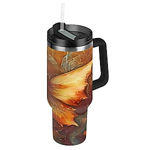 Flradish 30oz Tumbler with Handle, Dragonfly Totem Stainless Steel Tumbler with Lid and Straws Double Wall Vacuum Insulated Leakproof Coffee Travel Mug