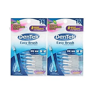 DenTek Easy Brush Wide Interdental Cleaners 16 Count (Pack of 2)