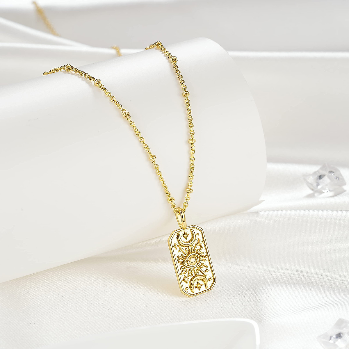 Tarsus Evil Eye Necklace Gold Mal De Ojo Amulet Nazar Third Eye Necklace Protection Jewelry Gifts for Women