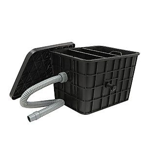 35L Upper Inlet Commercial Grease Trap, 7-stage Filtration 555Gal/h Under Sink Grease Trap, Plastic Grease Trap Under Sink for Restaurant Cafe, Waste Water Oil-water Separator