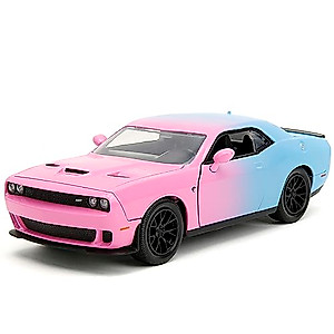 2015 Challenger SRT Hellcat Pink and Blue Pink Slips Series 1/24 Diecast Model Car by Jada 34658