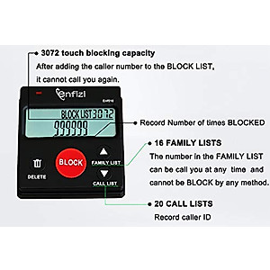 Enf510 Call Blocker for Landline Phones/Answering Machine/Home Cordless Phones, Works with All Analog Telephones, Family Function