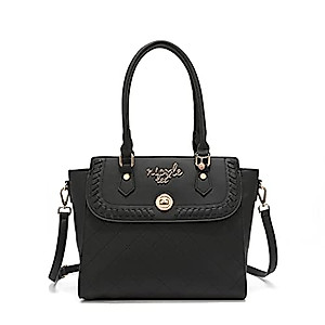 Nicole Lee Diana 3-in-1 Handbag Set for Travel/Work/School (Large Satchel, Mini Satchel Crossbody, Zip Pouch Wristlet) (Black)