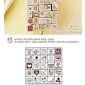 Pack of 25 Pcs Small Heart Shape Wooden Rubber Stamps with Box for DIY Craft Card and Photo Album (Red)
