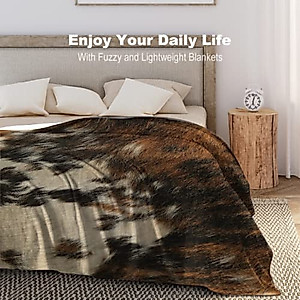 Throw Blanket All Season Brown Black Flannal Plush Warm Blankets Lightweight Soft Fuzzy Throws Blanket for Bed Sofa Couch Travel 50"x40"