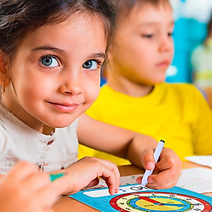 ZazzyKid Time Learning Analog Clock for Kids - Pack of 5 (7 x 8 Inches) with 5 Erasable Markers: Teach Children to Tell The Time