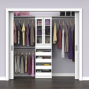 ClosetMaid Modular Storage Pair Set, 2 Glass Pane Doors, Wood Closet Organizer Shaker Style, Add On Accessory for Shelf Units, White, 34.88" H x 21.02" W x 1.81" D