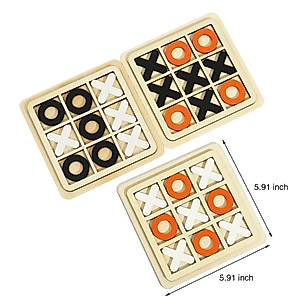 KESLOT Wooden Board Tic Tac Toe Game XO Table Toy Classical Family Children Puzzle Game Educational Toys, Random Color