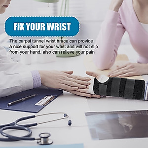 SATINIOR 2 Pieces Carpal Tunnel Wrist Brace Support Removable Metal Wrist Splint, Three Adjustable Compression Straps for Tendinitis, Sports Injuries, Pain Relief (Left and Right Hand), Black