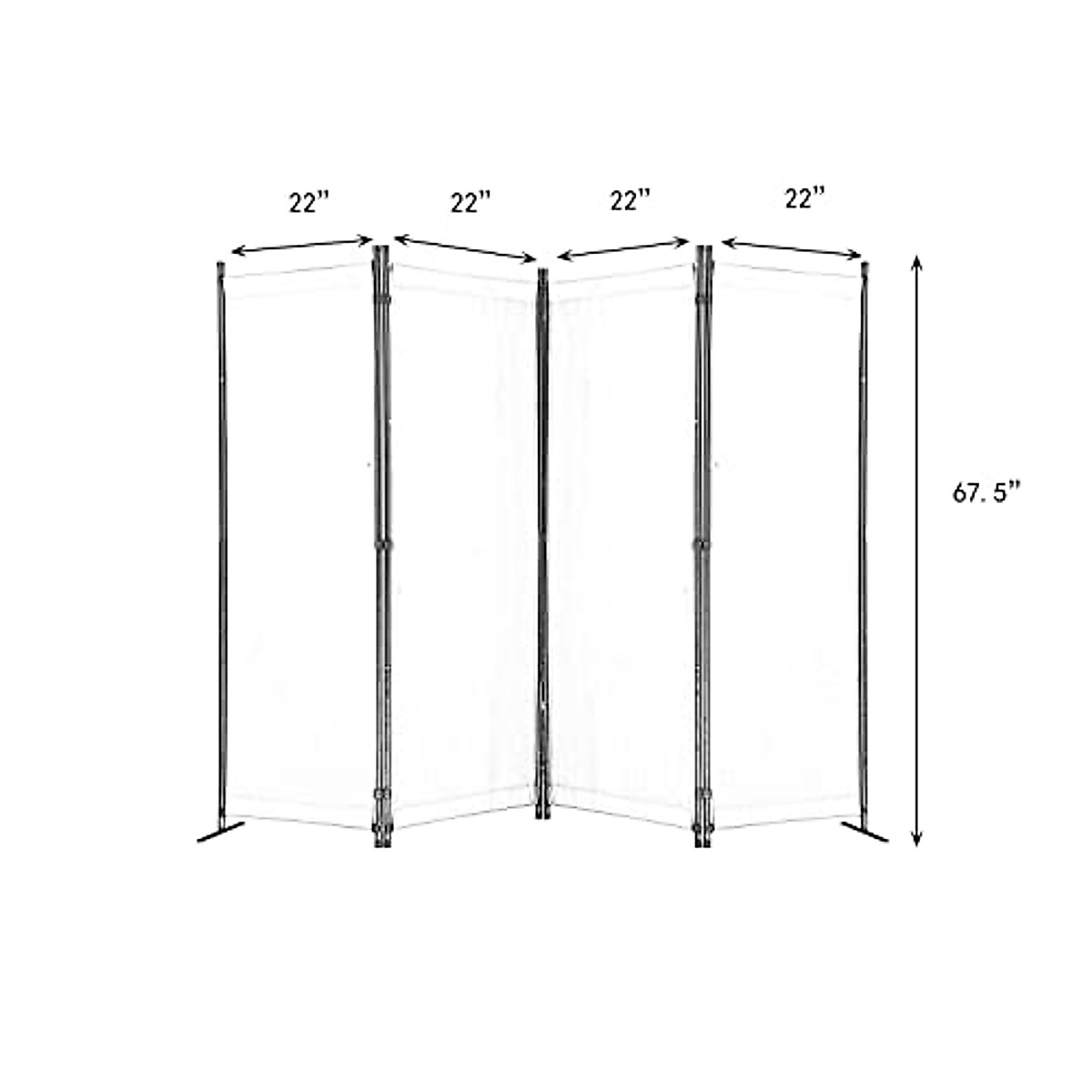 GOJOOASIS 4 Panel Room Divider Folding Privacy Screen Home Office Dorm Decor (Grey)
