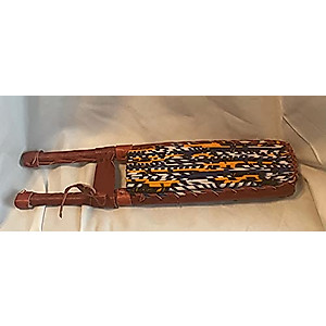 African Print Handheld Leather Folding Fan (White, Black, Brown)