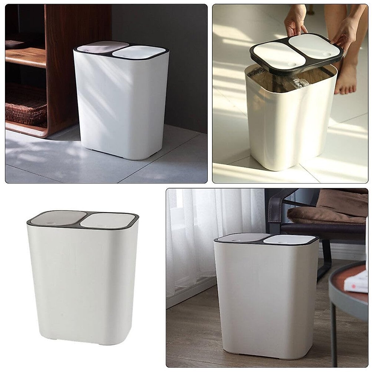 Kisangel 1pc Dual Trash Can for Recycling and Trash Garbage Can with Lid Trash Can Kitchen(15L)