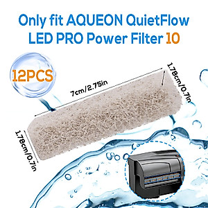 TOYMIS 12 PCS Ammonia Reducer Specialty Filter Pads for Aqueon Quietflow LED Pro Model 10, High-Density Sponge Fish Tank Filter Cartridges for Aquarium Water Filtration