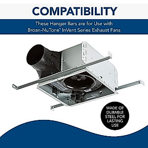 Broan-NuTone MHB4 Hanger Bar Set for InVent Series Bath Exhaust Fans, Silver, Steel, 4 Pieces