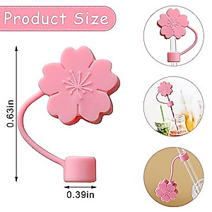 20 Pieces Straw Cover Cap Reusable Silicone Straw Toppers Drinking Straw Tips Lids for 8-10 mm Cute Straws Plugs (Not include Straw) Style1