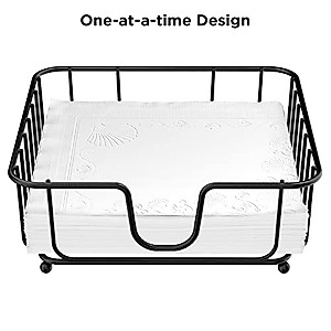 Napkin Holder for Table, GMFINE Black Napkin Holder for Kitchen & Dining Table, Modern Neat Metal Napkin Holder, 6.9" x 6.9" x 2.2" Inside Size