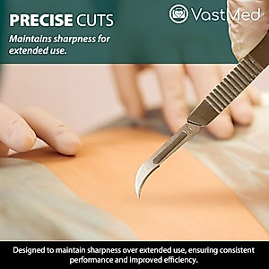 100PCs Dental Grade #12B Stainless Steel Sterile Surgical Blades by VASTMED | Individually Wrapped High Stainless Steel Dermablade Surgical Blade