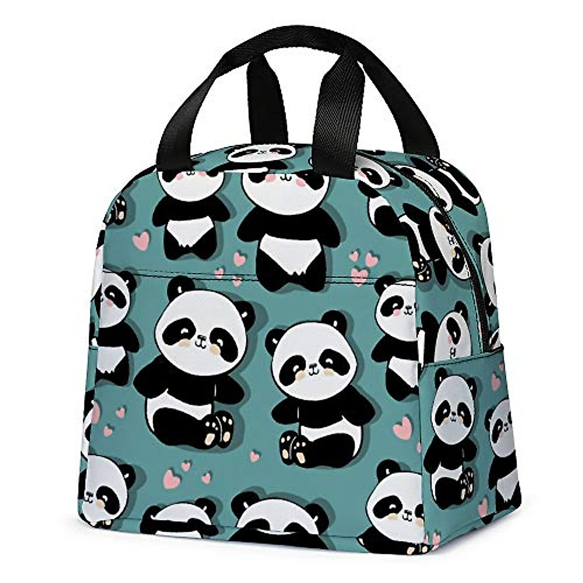 Panda Lunch Bag, Cute Kids Insulated Lunch Box Reusable Cooler Tote Bag Multi-functional School Lunch Container for Teen Boys Girls (Teal)