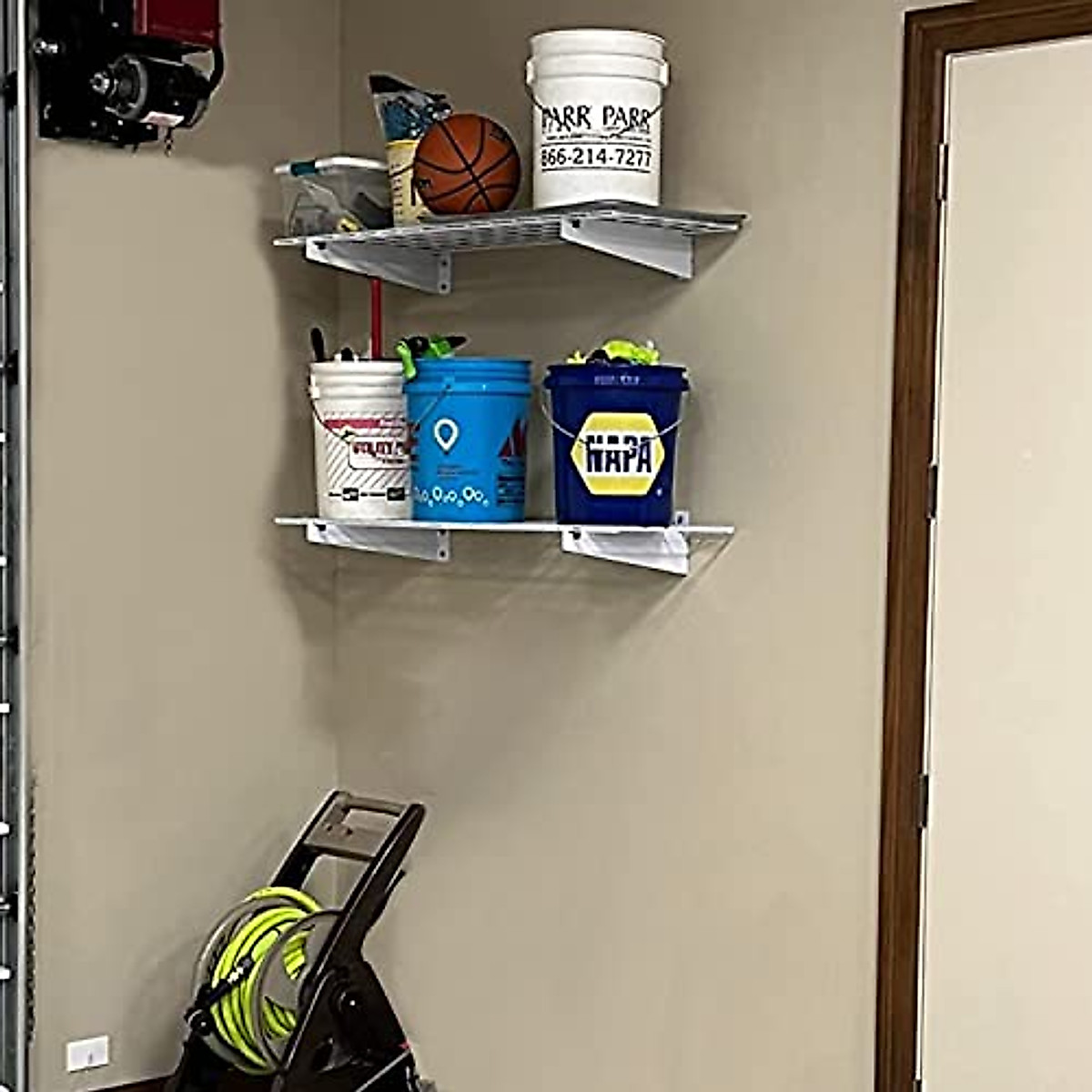 Wallmaster 2-Pack 2x4ft Heavy Duty Garage Wall Shelving 45-inch-by-15-inch Wall Mount Garage Storage Rack Floating Shelves Max Load 400lb White