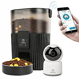 PAPIFEED Pet Security Camera ( Night Vision - 5GHz Version ) & 3.5L Automatic Cat Feeder with APP Control ( Black )