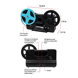 Magnasonic Super 8/8mm Film Scanner, Converts Film into Digital Video, Vibrant 2.3" Screen, Digitize and View 3", 5" and 7" Super 8/8mm Movie Reels (FS81)