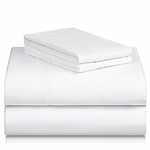 LuxClub 4 PC Sheet Bed Sheets Deep Pockets 18" Eco Friendly Wrinkle Free-Kids-Fitted Sheets Machine Washable Hotel Bedding Silky Soft - White Twin