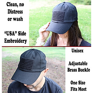 Antourage American Flag Unconstructed Hat for Men and Women Twill Mesh Snapback Baseball USA Flag Cap + 2 Patriotic Patches ((10.8) Black Classic)