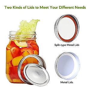 6 Pack Mason Jars 16 oz with Regular Mouth Airtight Lids, Glass Canning Jars, Pint Jars for Jams, Overnight Oats, Candies, Honeys, Snacks, Food Storage, Canned Foods, DIY Projects