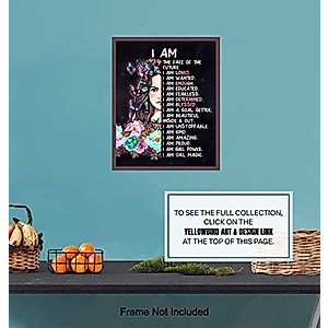 Teen Girls Bedroom Wall Art - Positive Quotes - I Am Tween Little Girls Bedroom Decor - Cute Daughter Gifts - Inspirational Sayings for Wall Decor - Positive Affirmations Wall Decor Poster 8X10