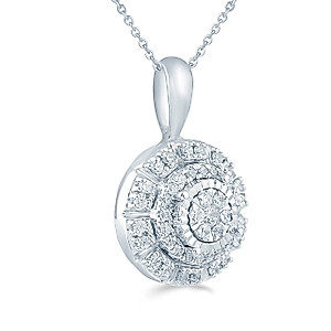 Fifth and Fine 1/4ct tw Diamond Round Cluster Fashion Pendant in Sterling Silver with 18" cable chain