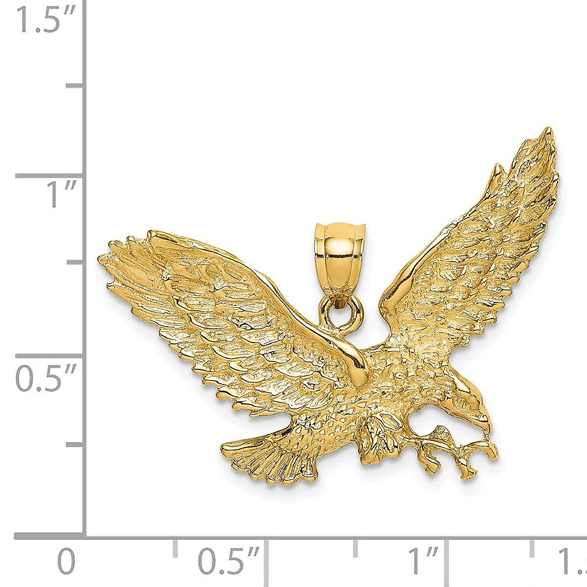Solid 14k Yellow Gold 2-D EAGLE BEAK TOUCHING CLAWS Charm Pendant - 31mm x 34mm