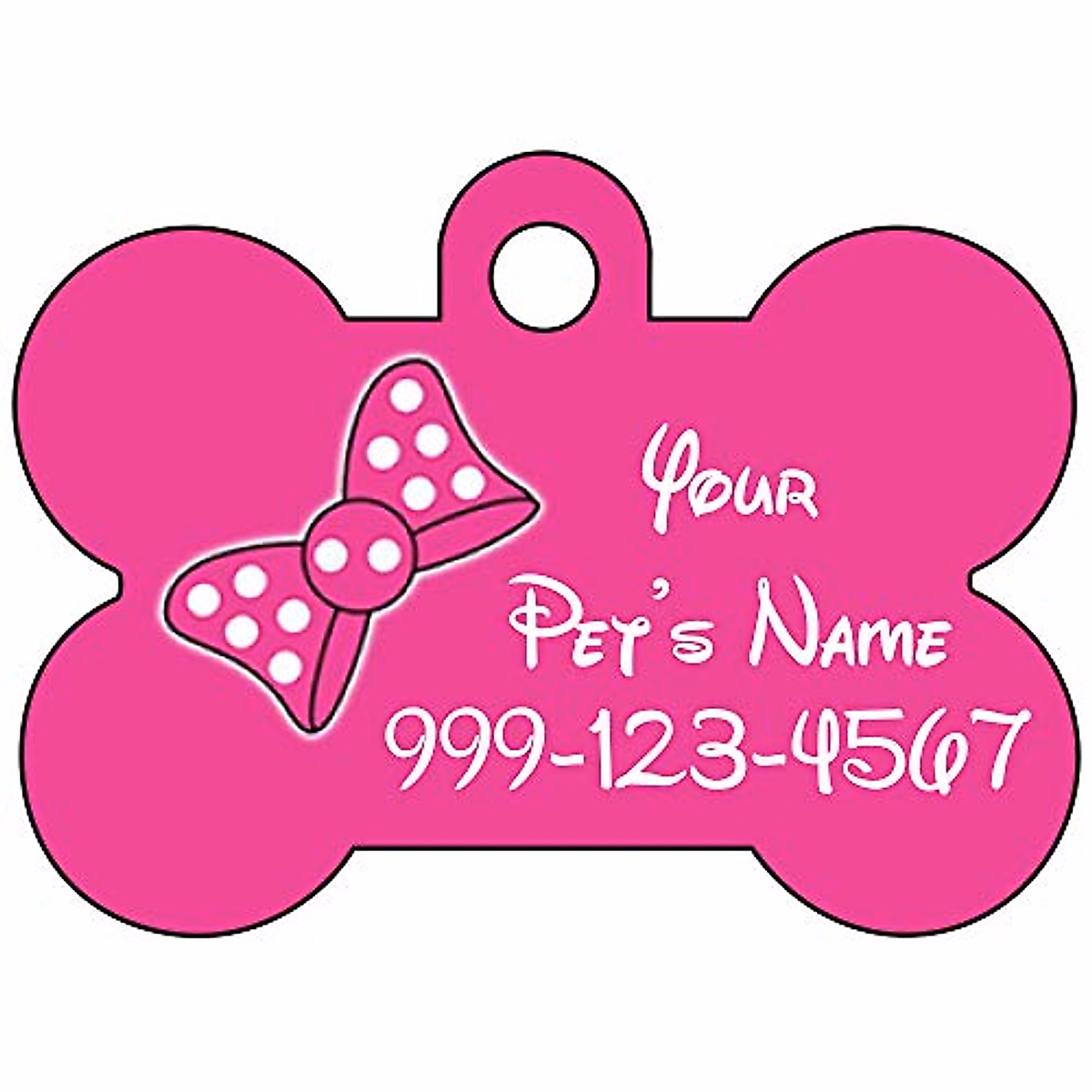 uDesignUSA Cute Pink Minnie Bow Pet Id Dog Tag Personalized for Your Pet