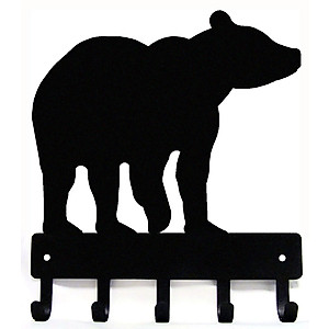 The Metal Peddler Bear #01 Key Rack Hanger - Small 6 inch Wide- Made in USA; Wall Mount