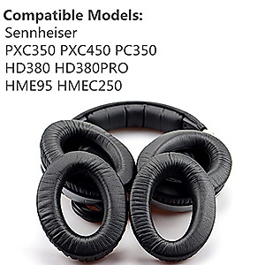 PXC350 Earpads Replacement PXC450 Protein Leather Ear Pad Cushions Repair Parts Compatible with Sennheiser PXC350 PXC450 PC350 HD380 HD380PRO HME95 HMEC250 Headphones (Black)