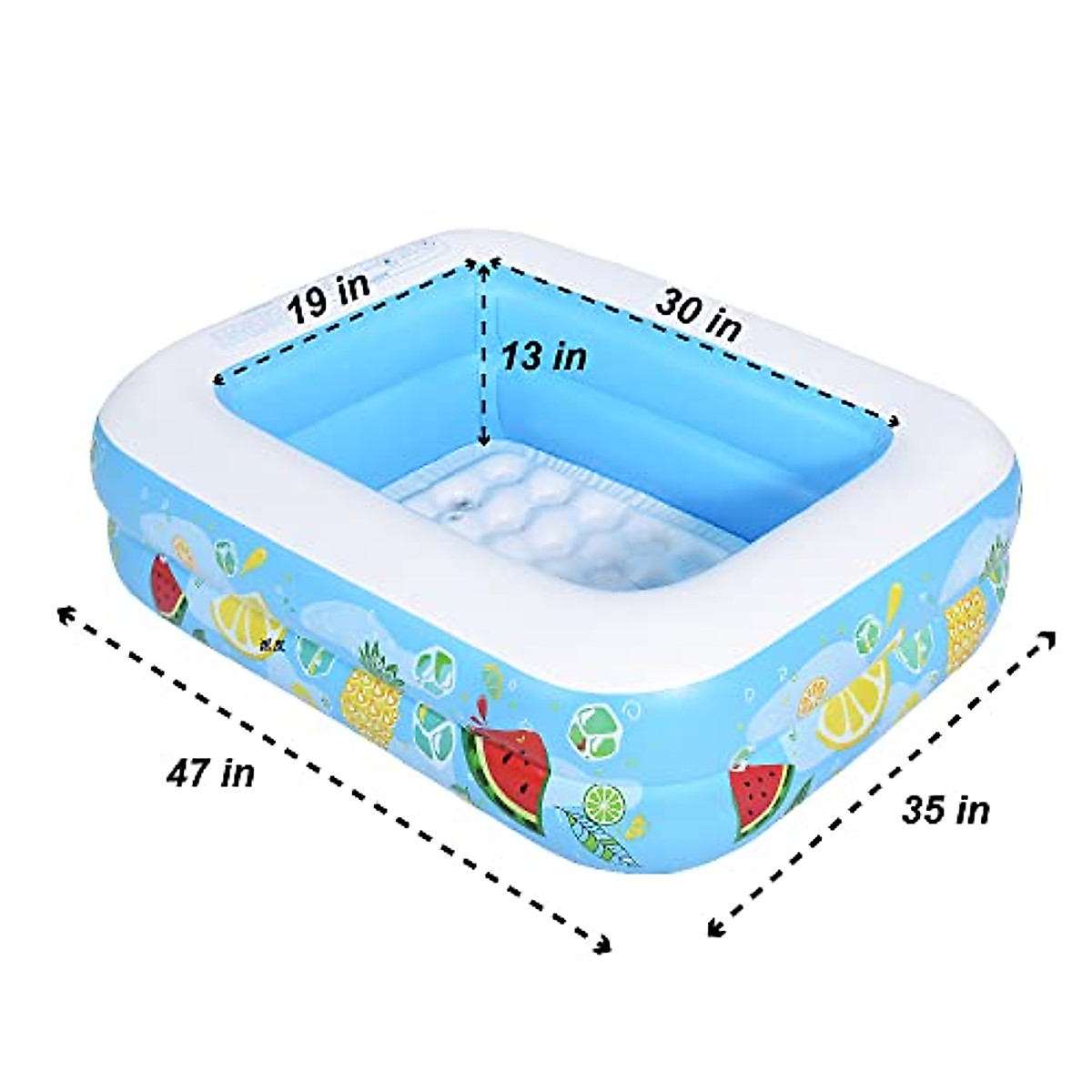 Inflatable Kiddie Pool, 47"x35"x13" Baby Pools with Inflatable Soft Floor, Durable Blow Up Pools for Kids, Backyard, Garden