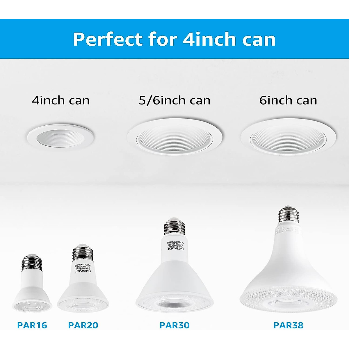 TORCHSTAR PAR16 LED Bulb, 500LM 6.5W 50W Equivalent, Dimmable Spot Light, 40° Beam Angle, UL & Energy Star Listed Track Spotlight, 3000K Warm White, E26 Medium Base, Damp Rated, Pack of 6