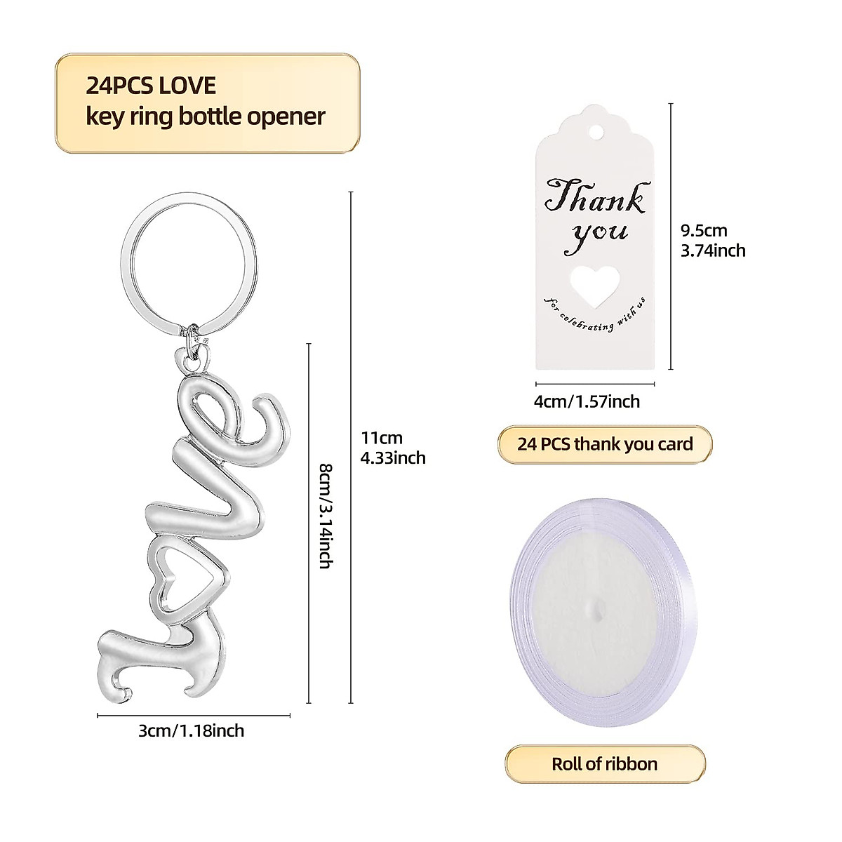 VZCBZC 24PCS Silver Love Bottle Openers for Wedding Favors Bridal Shower Favors,Gifts,Decorations or souvenirs for Guests