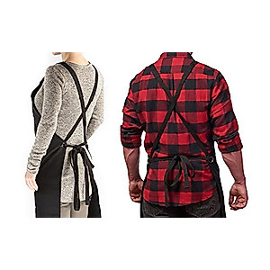 Hudson Durable Goods - Waxed Canvas Apron - Black Apron for Men and Women - With Pockets & Crossback