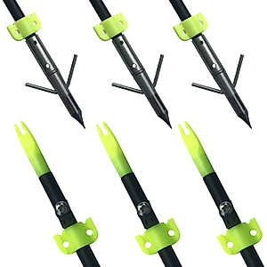 e5e10 Archery Bowfishing Arrows Hunting 34inch Solid Fiberglass Arrows with Broadhead for Compound Bow and Recurve Bow 6pcs (Black)