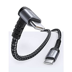 JSAUX 10FT USB-C to USB-C Cable 90 Degree, 60W Right Angle USB C to C Type C PD Fast Charger Cord Compatible with ROG Ally, Steam Deck, Switch, Samsung S23 S22 S21, Pixel, iPad Pro Air, MacBook Air