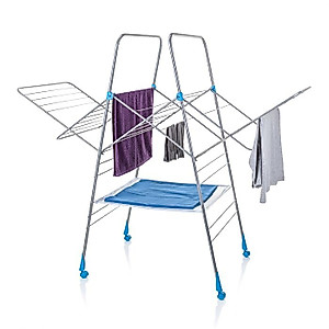 Minky Homecare Multi Dryer - Clothes Drying Rack with 82 Feet of Rack Space – Folding Indoor Laundry Air Dryer (Silver)