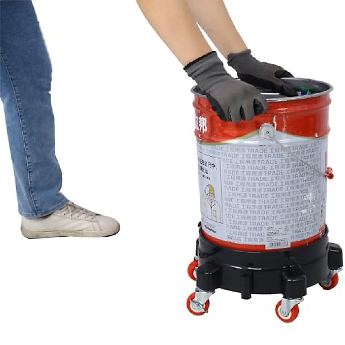 Qzntinrt Portable 11.2 Bucket Dolly with Removable g and 5 Swivel Casters Compatible with 360° Movement