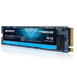INLAND Premium 4TB NVME PCIe 3.0 x4 M.2 2280 TLC 3D NAND SSD Internal Solid State Drive, Read/Write Speed up to 3400MB/s and 3000MB/s, 6000 TBW