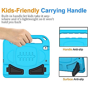 BMOUO Kids Case for iPad 5th/6th Generation, iPad 9.7 2018/2017 Case with Screen Protector, Shockproof iPad Air 2/Pro 9.7 Case with Handle Stand, Blue