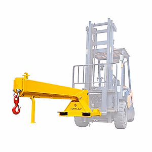 LGXEnzhuo 4400LB Forklift Jib Boom Crane, Forklift Mobile Crane Lifting Hoist with 2 Hooks, Boom Length 7-11 ft, Adjustable Angle 0-75°, Forklift Boom Attachment Towing Handling Equipment